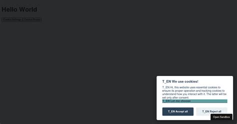 Cookies Consent Codesandbox