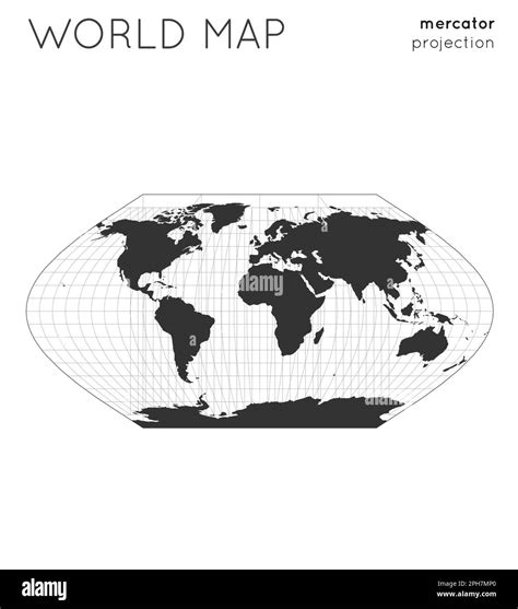 World Map Globe In Eckert V Projection With Graticule Lines Style