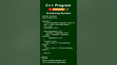 Armstrong Number Program In C Youtube