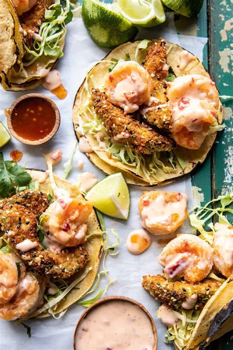 Bang Bang Shrimp Tacos With Fried Avocado Half Baked Harvest
