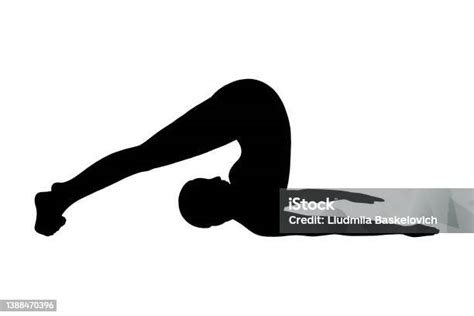 요가 쟁기 포즈 또는 할라사나 여성 실루엣 스트레칭 요가 포즈를 연습 벡터 일러스트레이션 쟁기자세에 대한 스톡 벡터 아트 및 기타 이미지 Istock