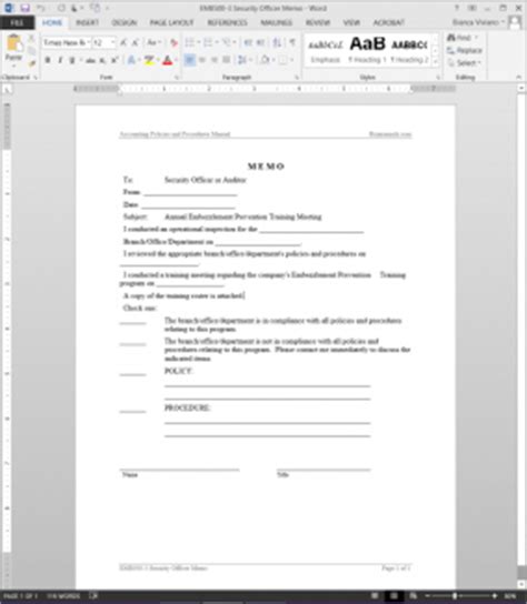 Security Officer Memo Template EMB500 3
