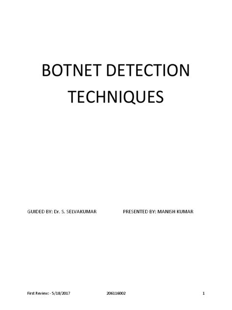 Botnet Detection Techniques Pdf Computer Network Security Security Technology