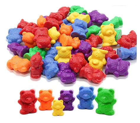 60 Pcs Counting Bear Manipulatives With 50 Cards In A Spiral Bound