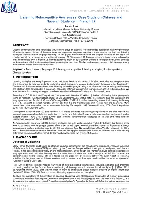 Pdf Listening Metacognitive Awareness