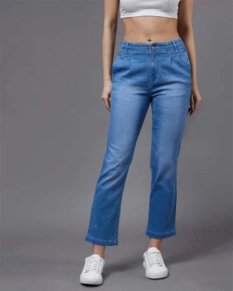 Buy Miss Chase Women Blue Solid Cotton Single Jeans Online At Best