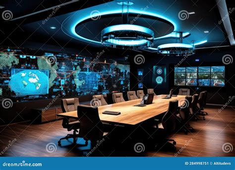 Cybersecurity Focused Virtual Conference Room Design Stock Illustration Illustration Of