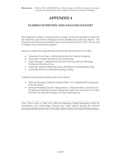PDF EXAMPLE INTERVIEW AND ANALYSIS DATASETFletcher Appendix4 Pdf