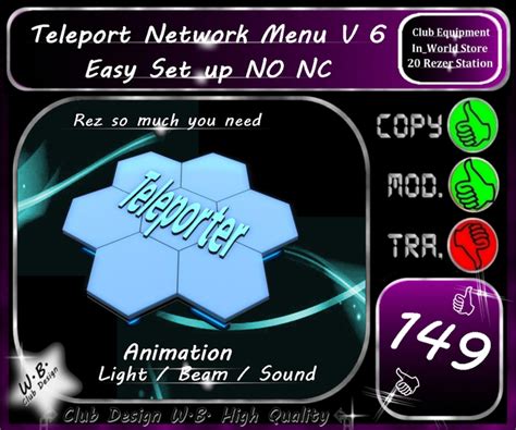 Second Life Marketplace Teleport Menu Network Tp V 6 Anim Sound Light