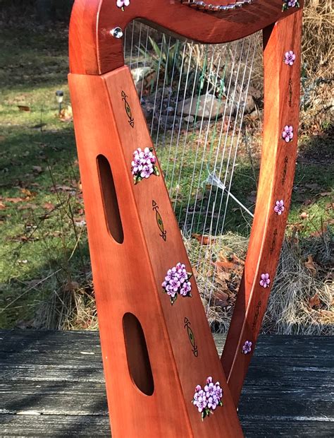 Harp Hand Decorated Celtic Irish 19 String Cherry Sakura