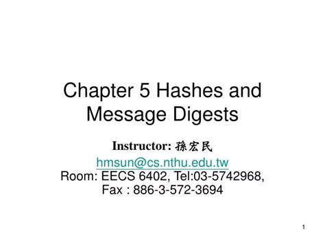 Ppt Chapter 5 Hashes And Message Digests Powerpoint Presentation
