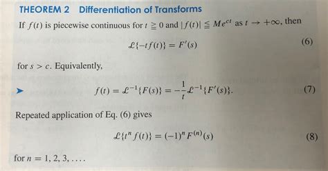 Solved Use The Differential Of Transforms Theorem Theorem 2