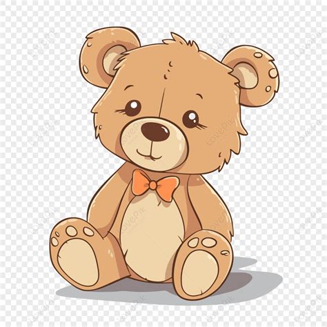 Teddybear Clipart ตุ๊กตาหมีการ์ตูนน่ารักนั่งลงบนพื้นหลังสีขาว เวกเตอร์ Png สำหรับการดาวน์โหลดฟรี