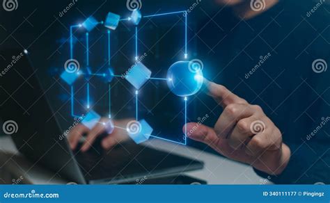 Interactive Digital Flowchart With Connected Nodes Concept Stock Illustration Illustration Of