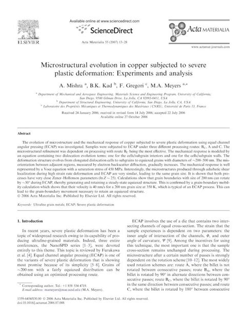pdf microstructural evolution in copper subjected to severe