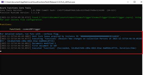 Create Azure Function CosmosDB Trigger In Visual Studio