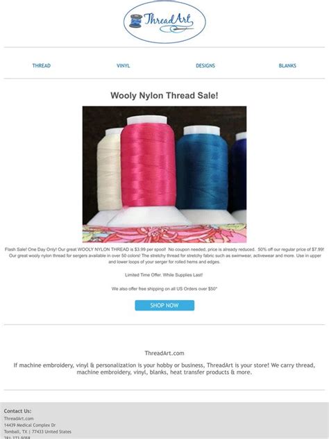 Threadart 50 Off Wooly Nylon Thread ⚡⚡⚡ Shop Now Milled