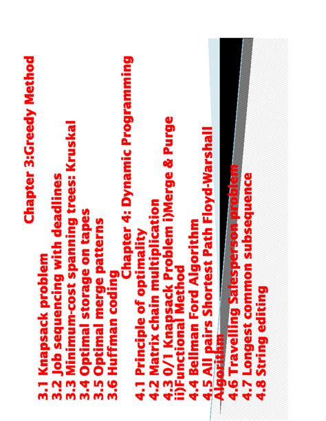 Daa Daa Notes For Read Chapter 3 Greedy Method 3 Knapsack Problem 3 Job Sequencing With