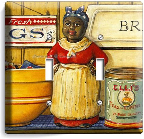 AUNT JEMIMA KITCHEN DINING ROOM VINTAGE RETRO ART DOUBLE LIGHT SWITCH