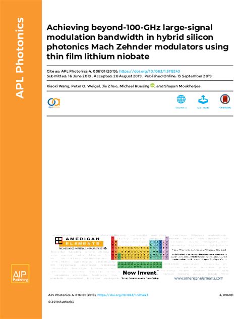 Pdf Achieving Beyond 100 Ghz Large Signal Modulation Bandwidth In Hybrid Silicon Photonics