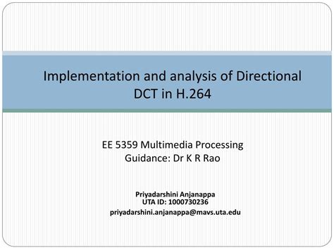 PPT Implementation And Analysis Of Directional DCT In H EE Multimedia Processing