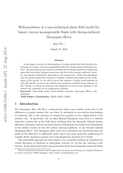Pdf Well Posedness Of A Non Isothermal Phase Field Model For Binary