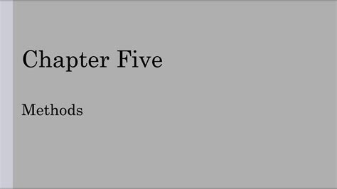 Chapter 5 Methods Youtube