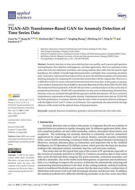 Pdf Tgan Ad Transformer Based Gan For Anomaly Detection Of Time Series Data