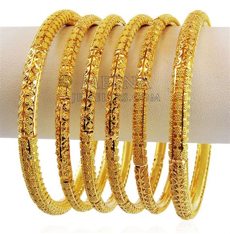 22k Designer Filigree Pipe Bangles Bast17315 22k Gold Pipe Bangles