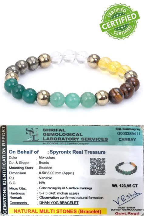 Dhanyog Bracelet For Wealth And Success Natural Tiger Eye Green