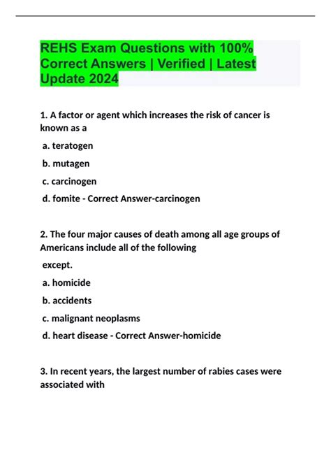 Package Deal For Rehs Exam New 2024 2025 Update Questions And