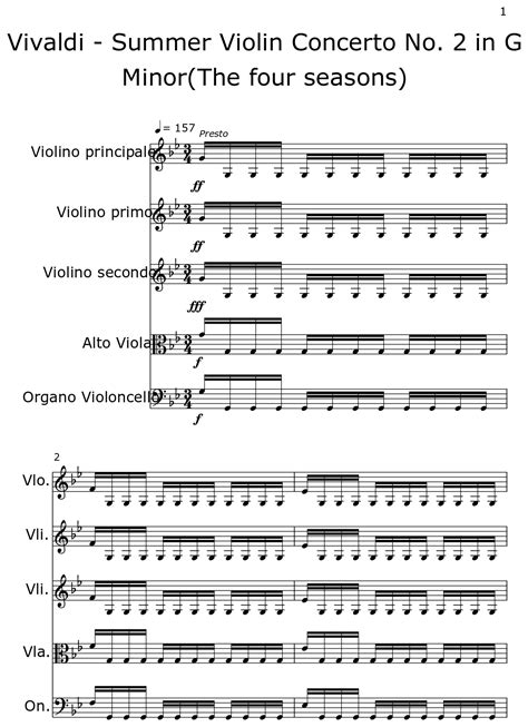 Vivaldi Summer Violin Concerto No 2 In G Minor The Four Seasons