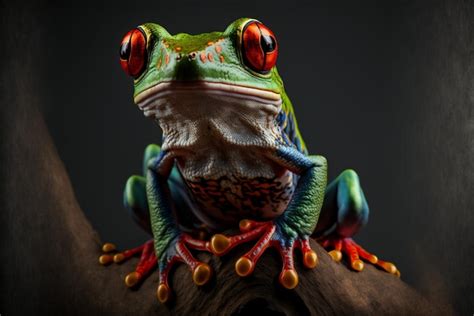 Premium Ai Image Close Up Of Frog Generative Ai