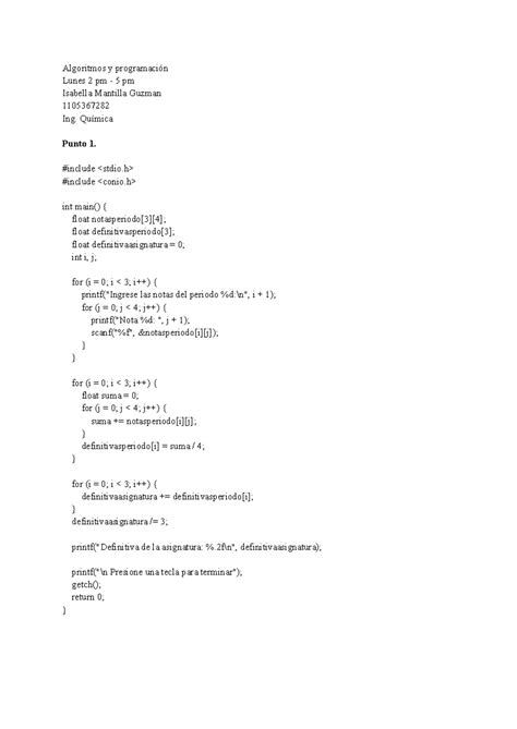 Taller Algoritmos Y Programacion Algoritmos Y Programación Lunes 2 Pm 5 Pm Isabella Mantilla