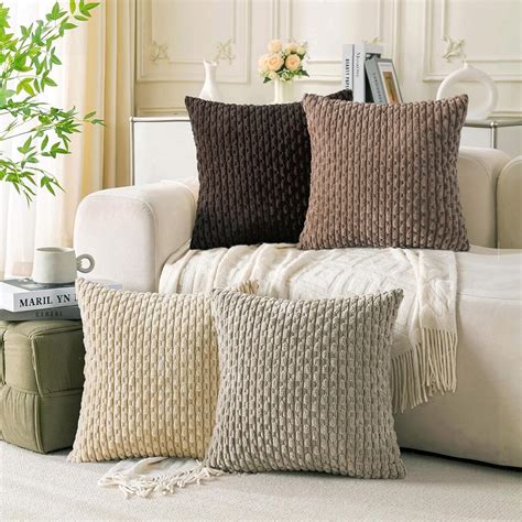 Happiness 24x24 Inch Set Of 4 Beige Brown Coffee Decorative Pillow
