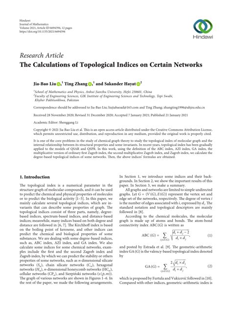 Pdf The Calculations Of Topological Indices On Certain Networks