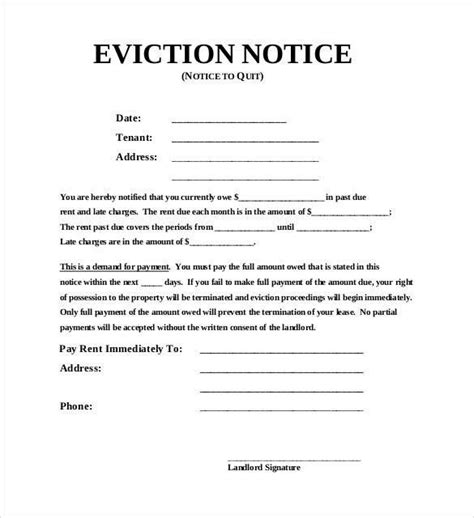 An Eviction Notice Form Is Shown In This Document It Shows The Intent For Someone To
