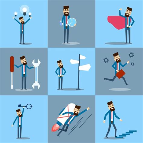 사업가 세트 프리미엄 벡터