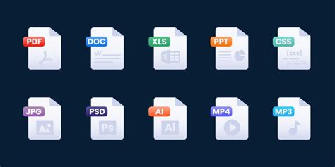 Premium Vector Vector Document File Format File Type Icons Collection Isolated Dark Background