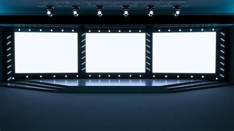 Led 화면이 있는 모형 무대 이벤트를 위한 빈 무대 디자인의 3d 렌더링 프리미엄 사진