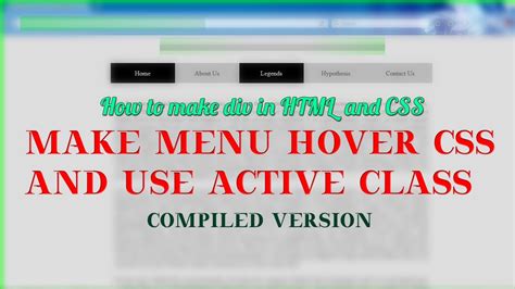 How To Make Div In Html And Css Make Menu Hover Css Active Class Useful Tips For Website Design