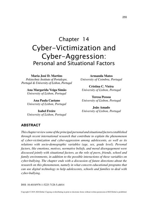 Pdf Cyber Victimization And Cyber Aggression Personal And Situational Factors