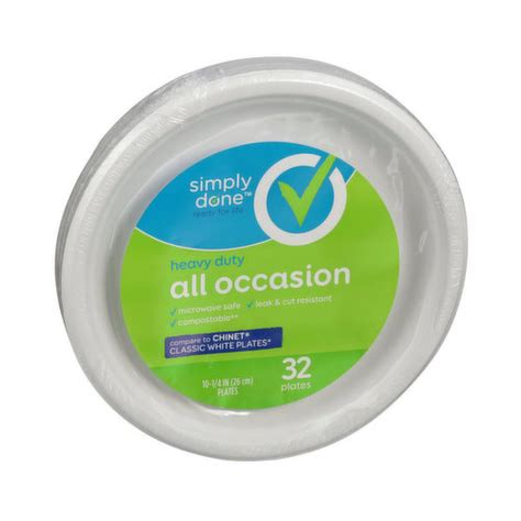 Simply Done Heavy Duty All Occasion Classic White Plates 32 Ct