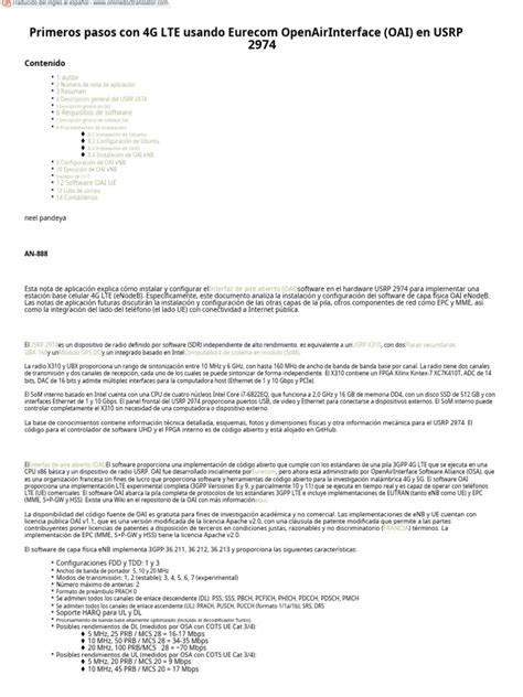 4g Implementation On Openairinterface Oai On The Usrp 2974en Es