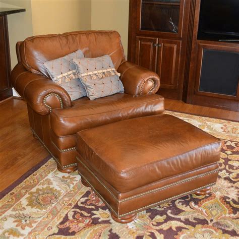 Leather Chair And Ottoman By Thomasville Ebth