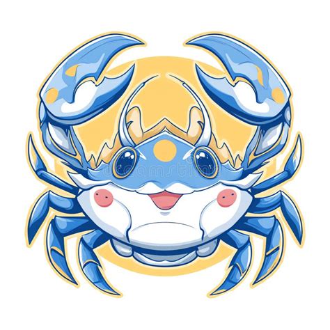 Adorable Blue Cartoon Crab Illustration Stock Image Image Of Graphic