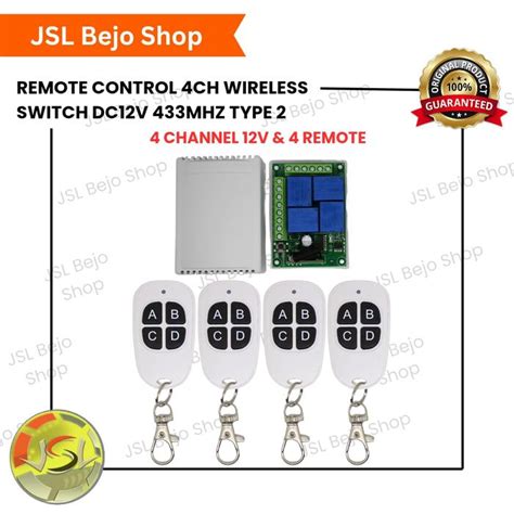 Jual Remote Control Dc 12v 4ch Wireless Switch 1 Penerima 2 Remote