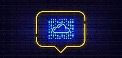 Cloud Computing System Line Icon Internet Data Storage Sign Neon Light Speech Bubble Vector