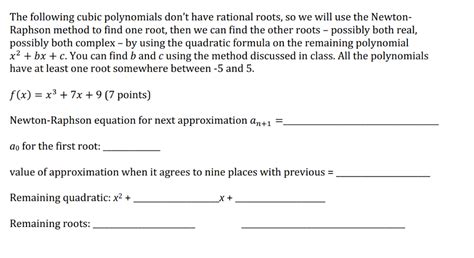 Solved The Following Cubic Polynomials Dont Have Rational