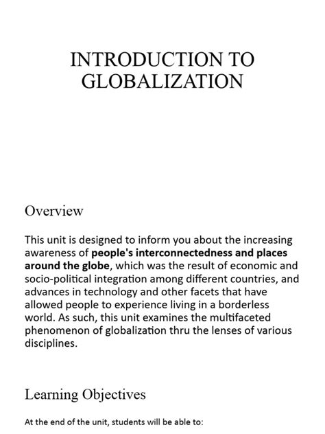 Introduction To Globalization Pdf Globalization Information